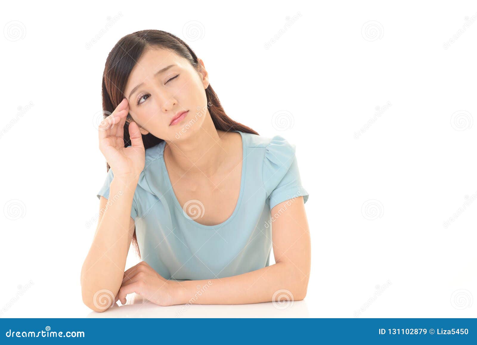 Tired Asian woman stock image. Image of asian, facial - 131102879