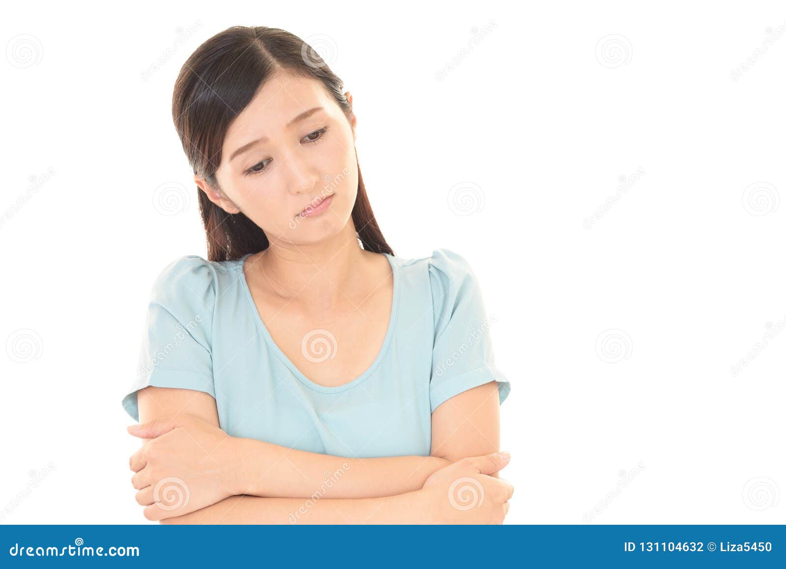 Tired Asian woman stock photo. Image of model, emotional - 131104632