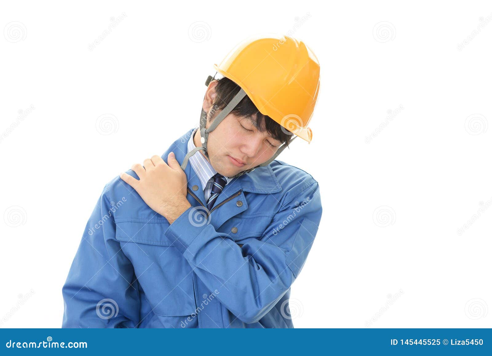 Worker with shoulder pain stock image. Image of clothes - 145445525