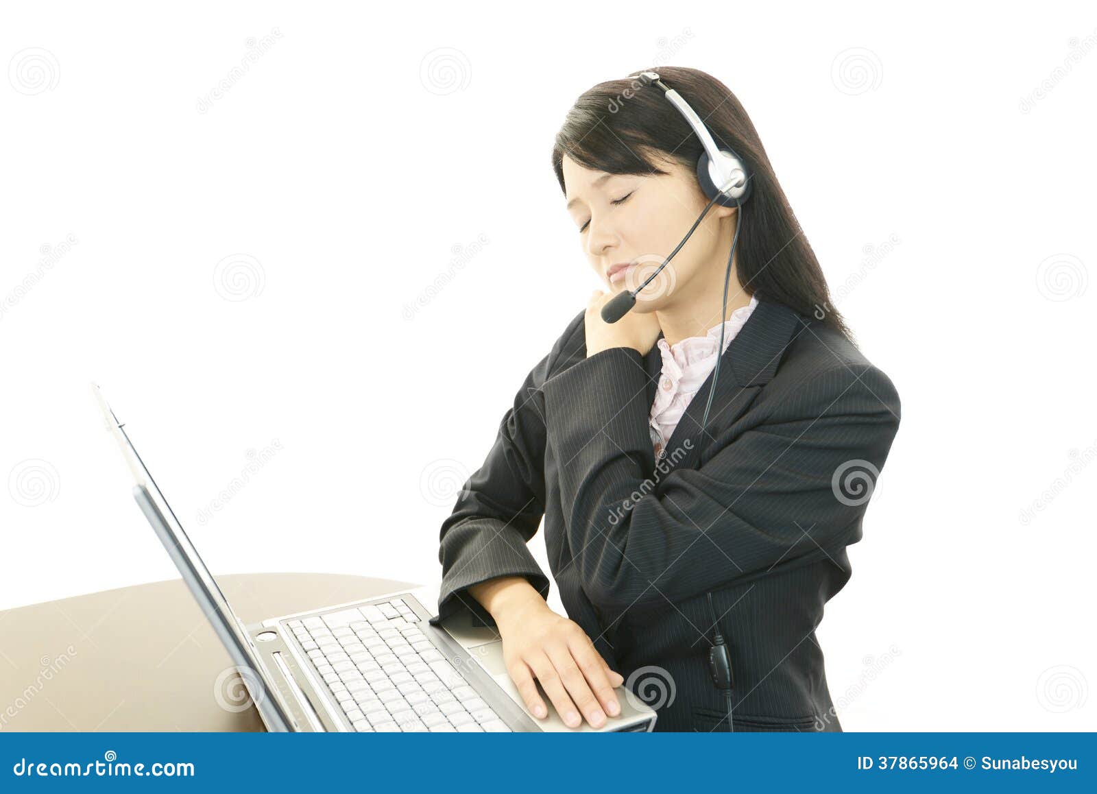 Tired and Stressed Call Center Operator Stock Photo - Image of ...