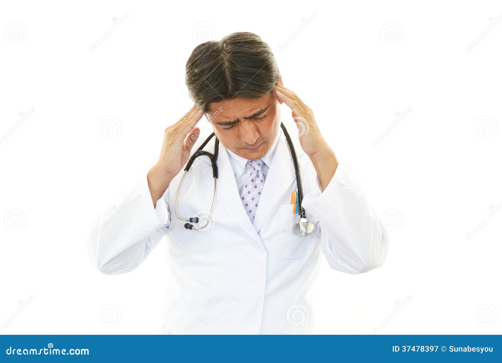 Tired and stressed doctor stock image. Image of hair - 37478397