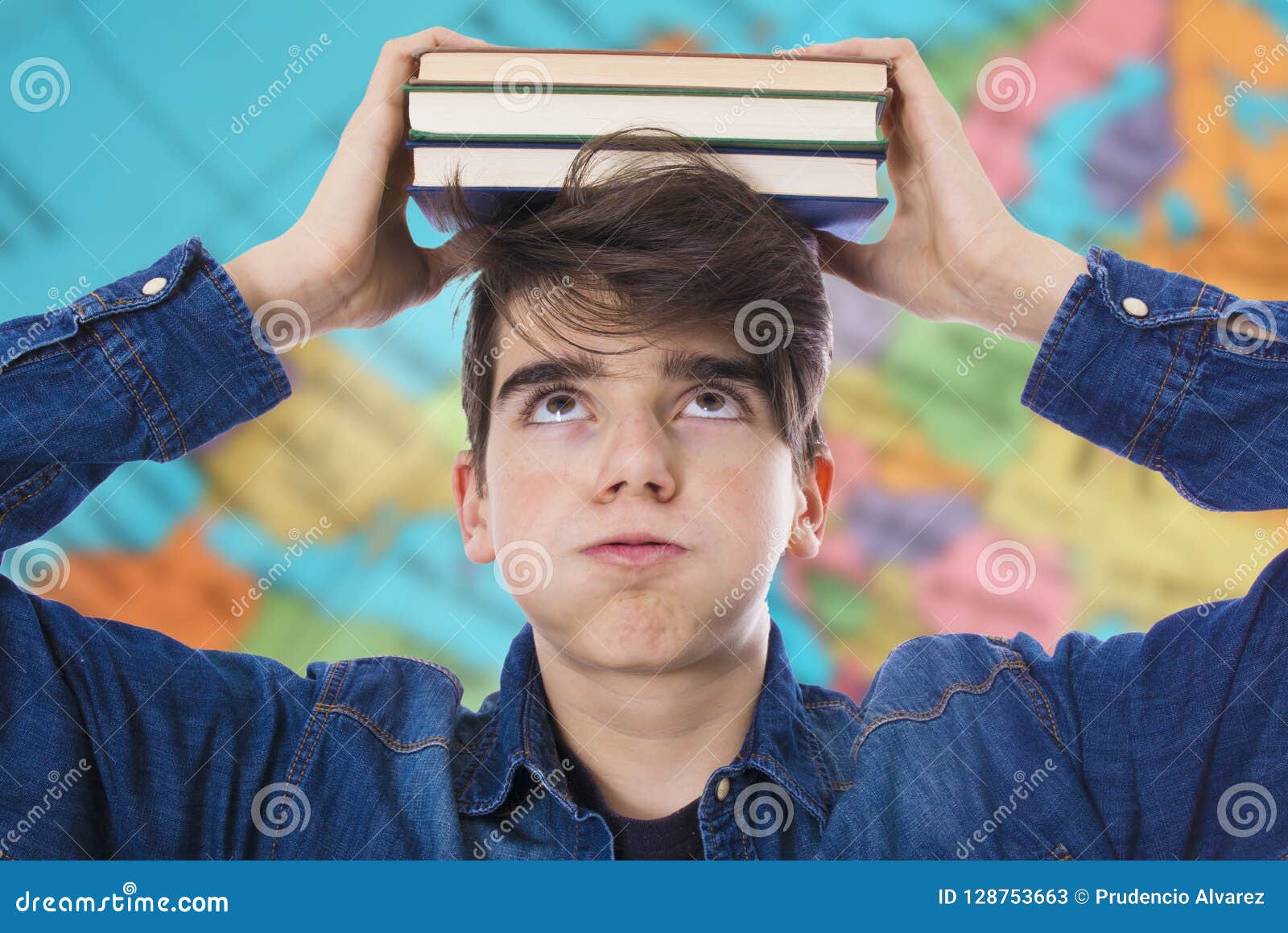 Stressed Student with Books Stock Image - Image of academic, book ...