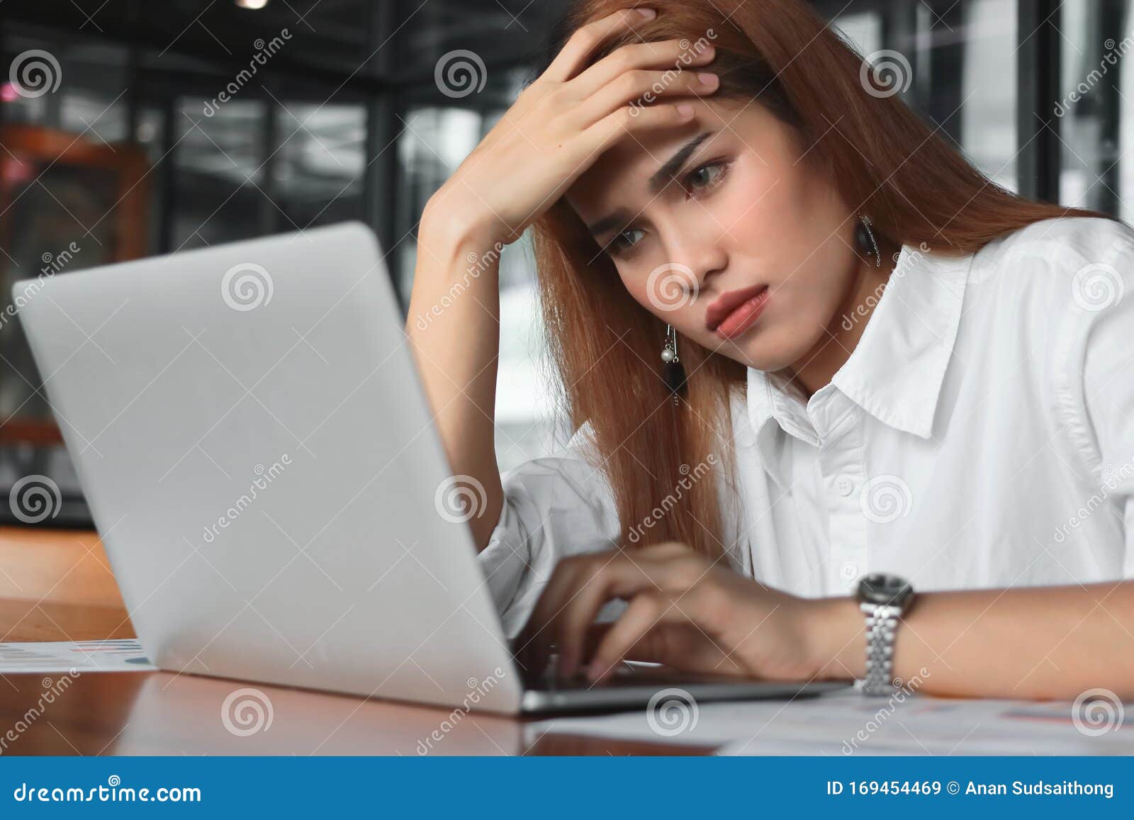 Tired Stressed Young Asian Business Woman Suffering from Severe ... Tired Stressed Young Asian Business Woman Suffering from Severe ...