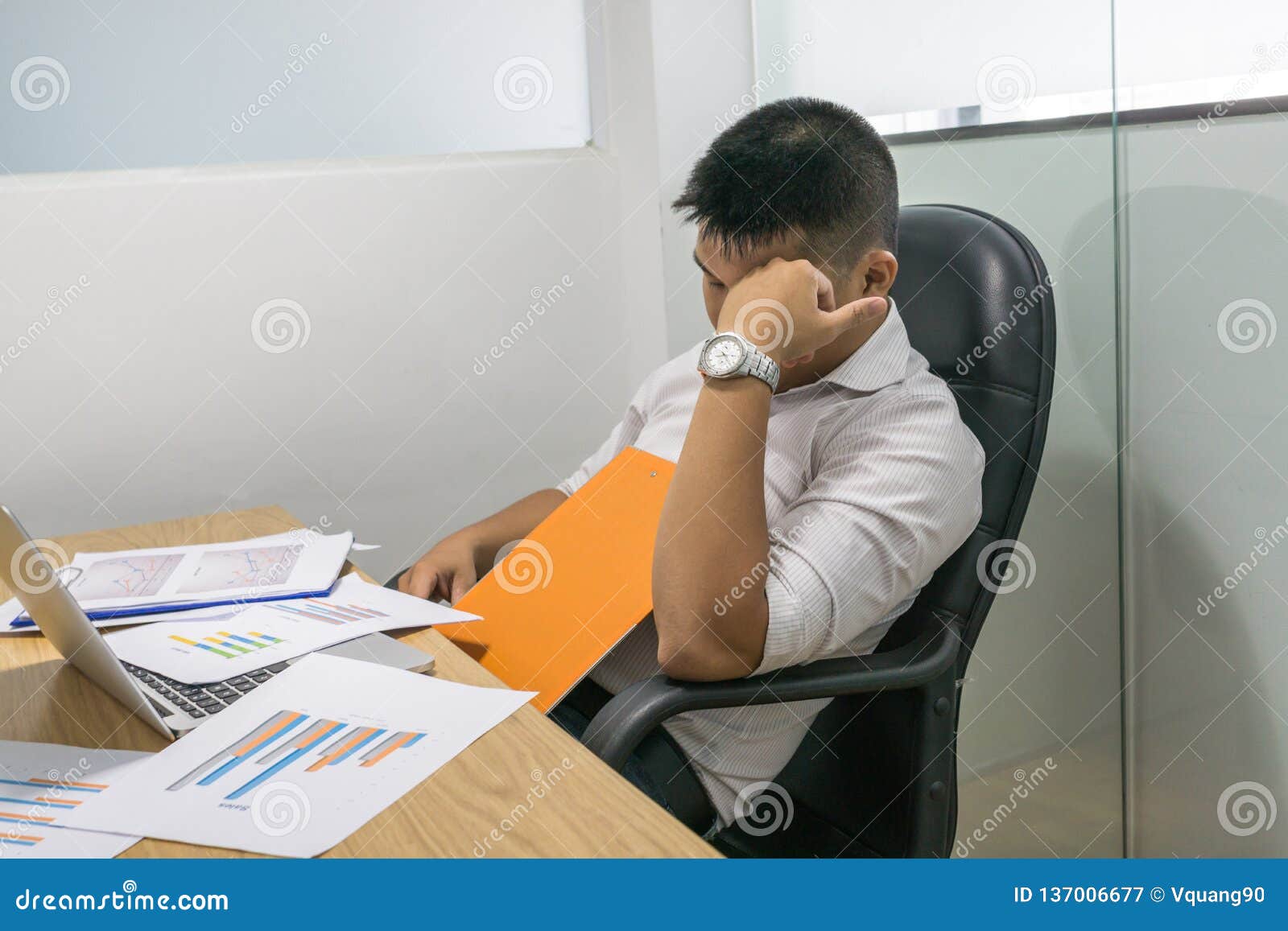 Tired and Stressful Man Overloaded with Business Work Stock Image ...