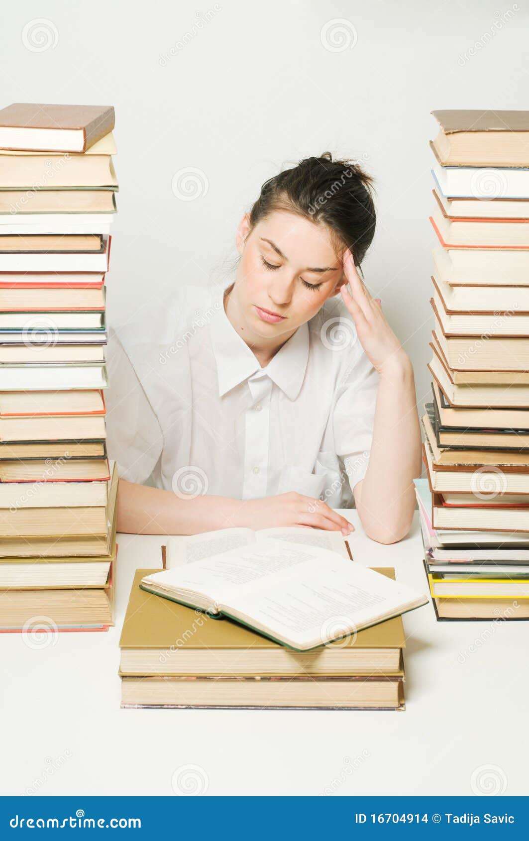 Tired student stock photo. Image of adult, cheerful, books - 16704914