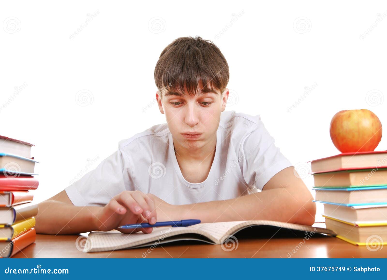 Tired Student stock image. Image of pile, table, bored - 37675749