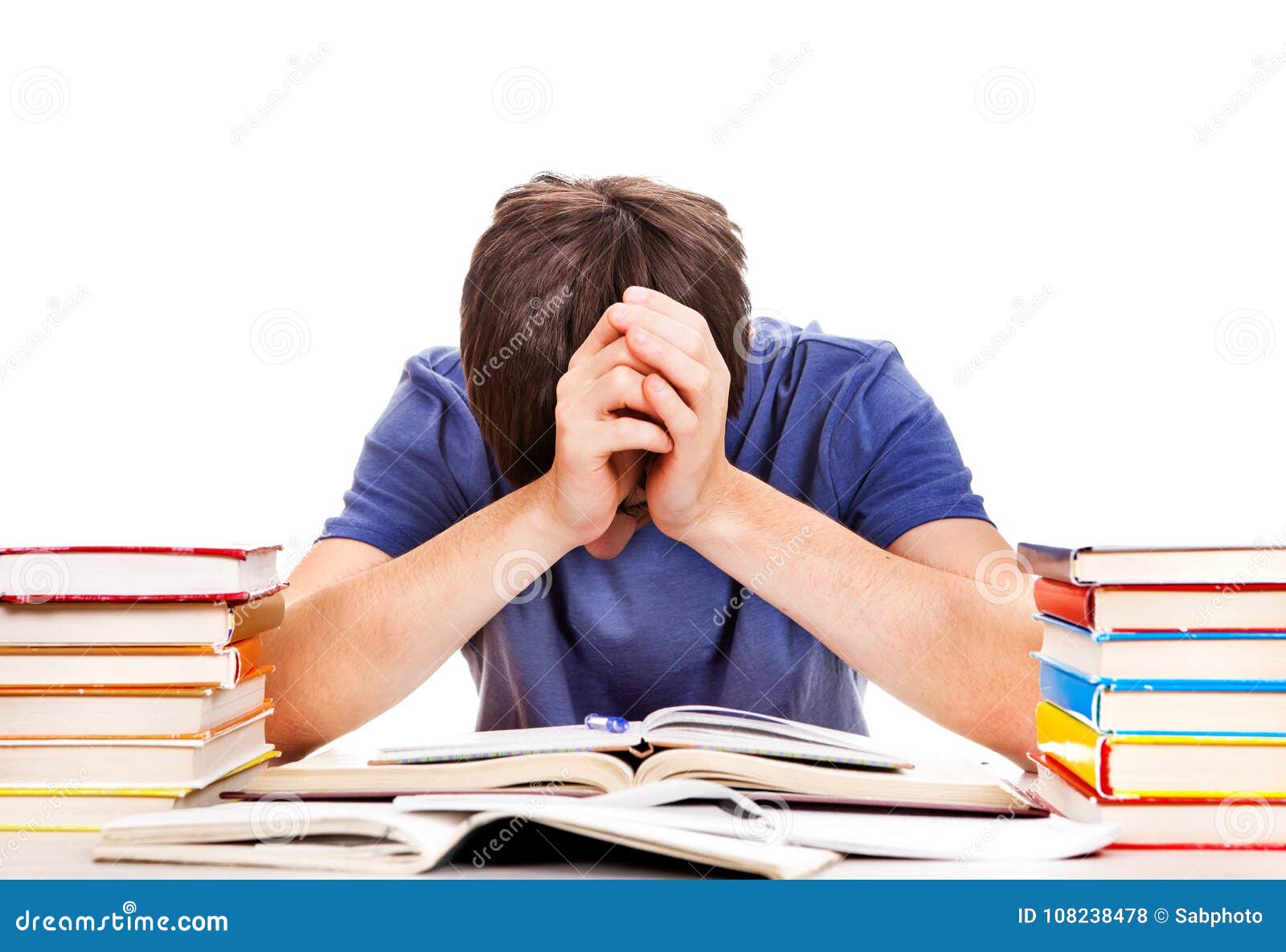 Tired Student with a Books stock photo. Image of student - 108238478