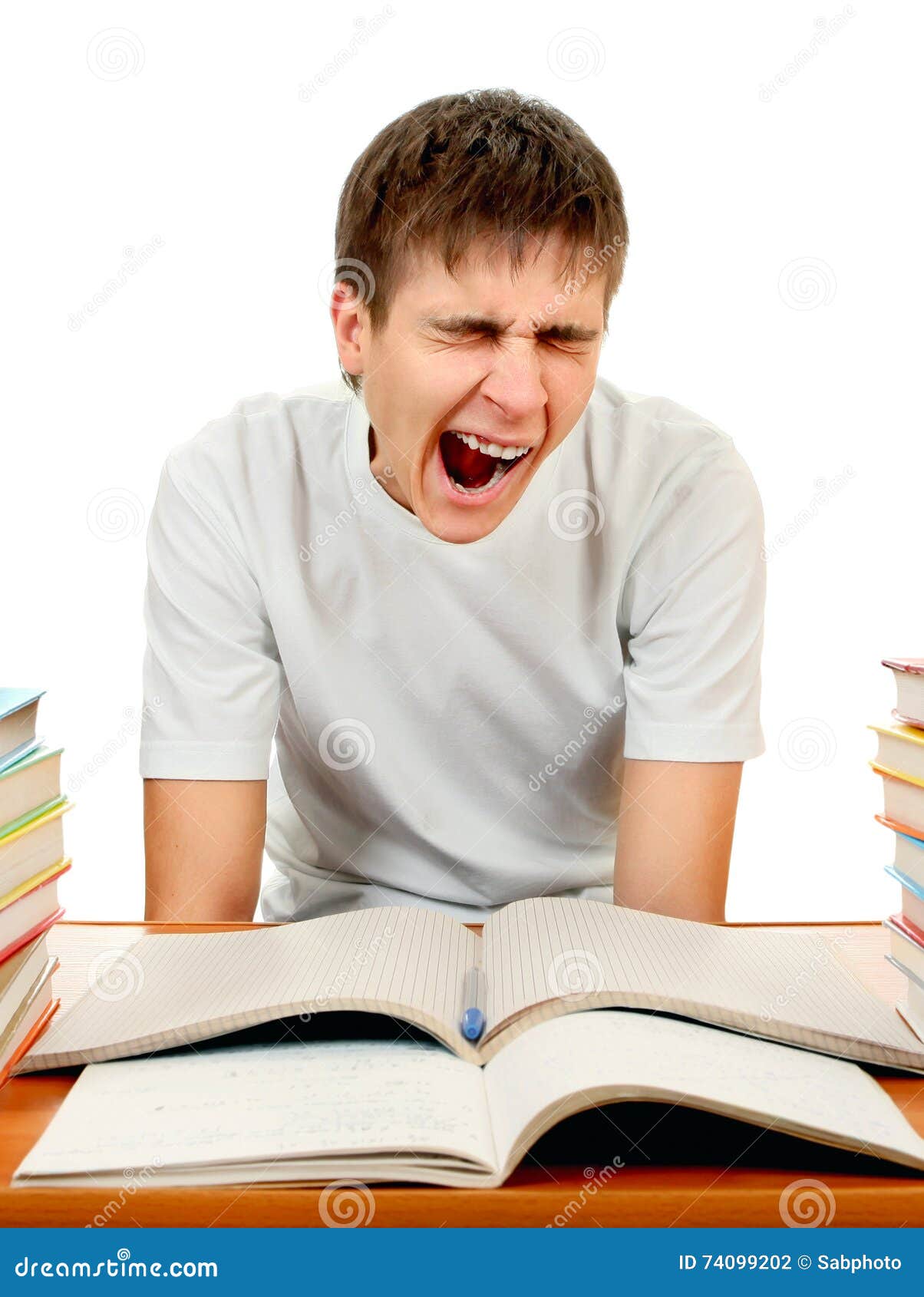Tired Student with the Books Stock Photo - Image of overwork, face ...