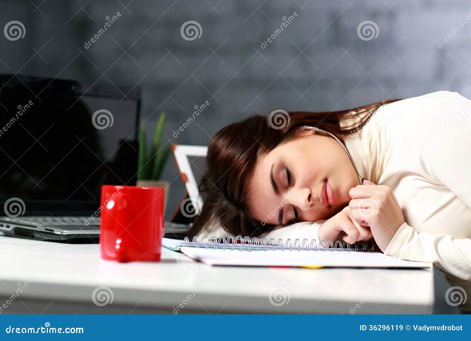 Tired Student Fallen Asleep at the Table Stock Image - Image of ...