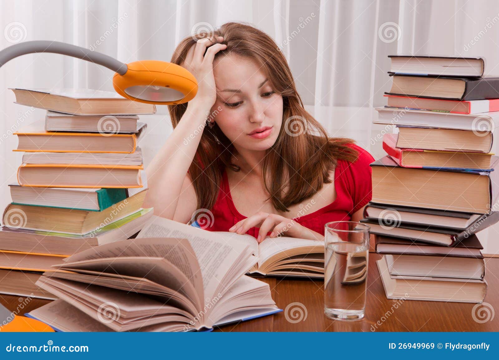 Tired Student Having a Lot To Read. Stock Image - Image of depressed ...