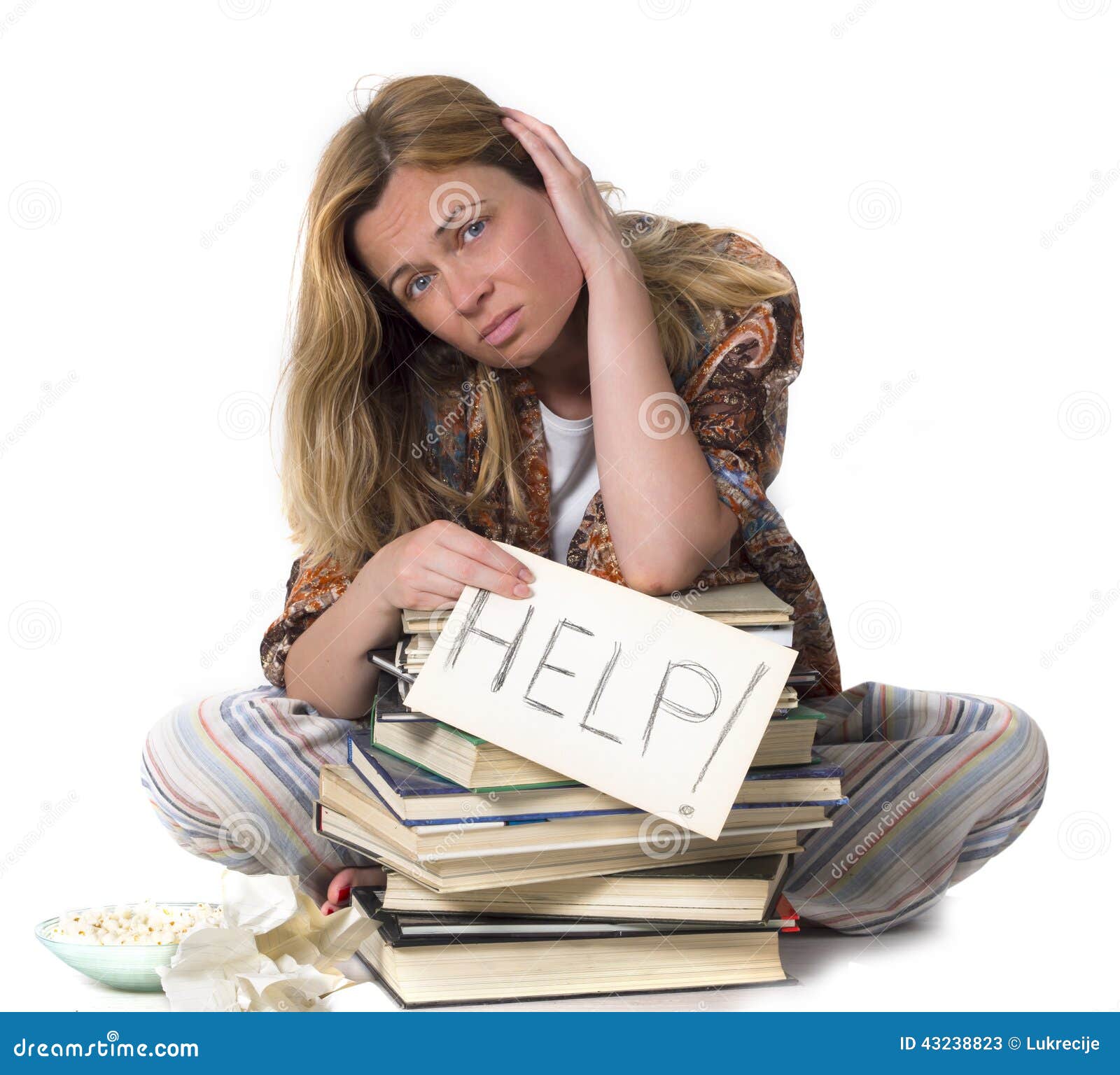 Tired student needs help stock image. Image of learn - 43238823