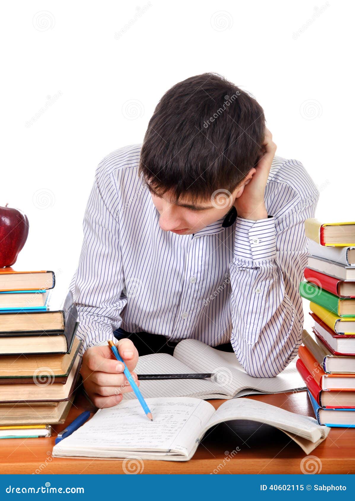 Tired Student stock image. Image of depression, table - 40602115