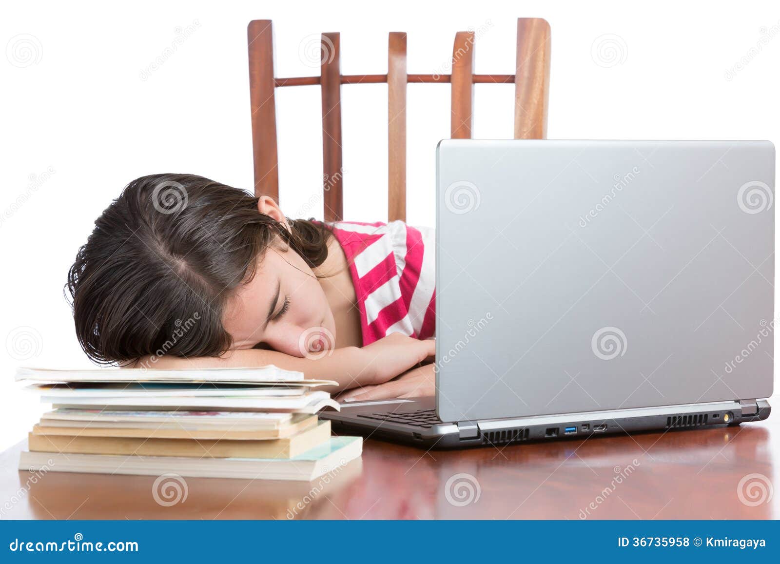 Tired Student Sleeping on Her Desk Stock Photo - Image of latin ...