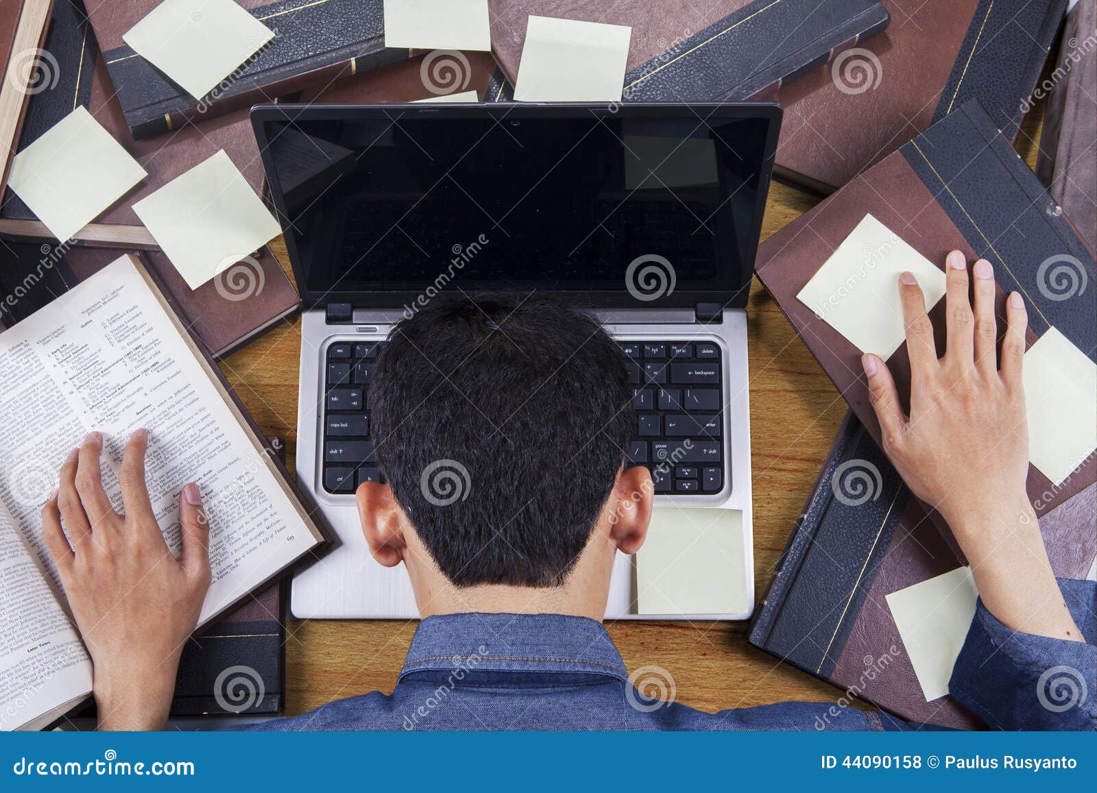 Tired Student Sleeping on Laptop 1 Stock Photo - Image of notebook ...