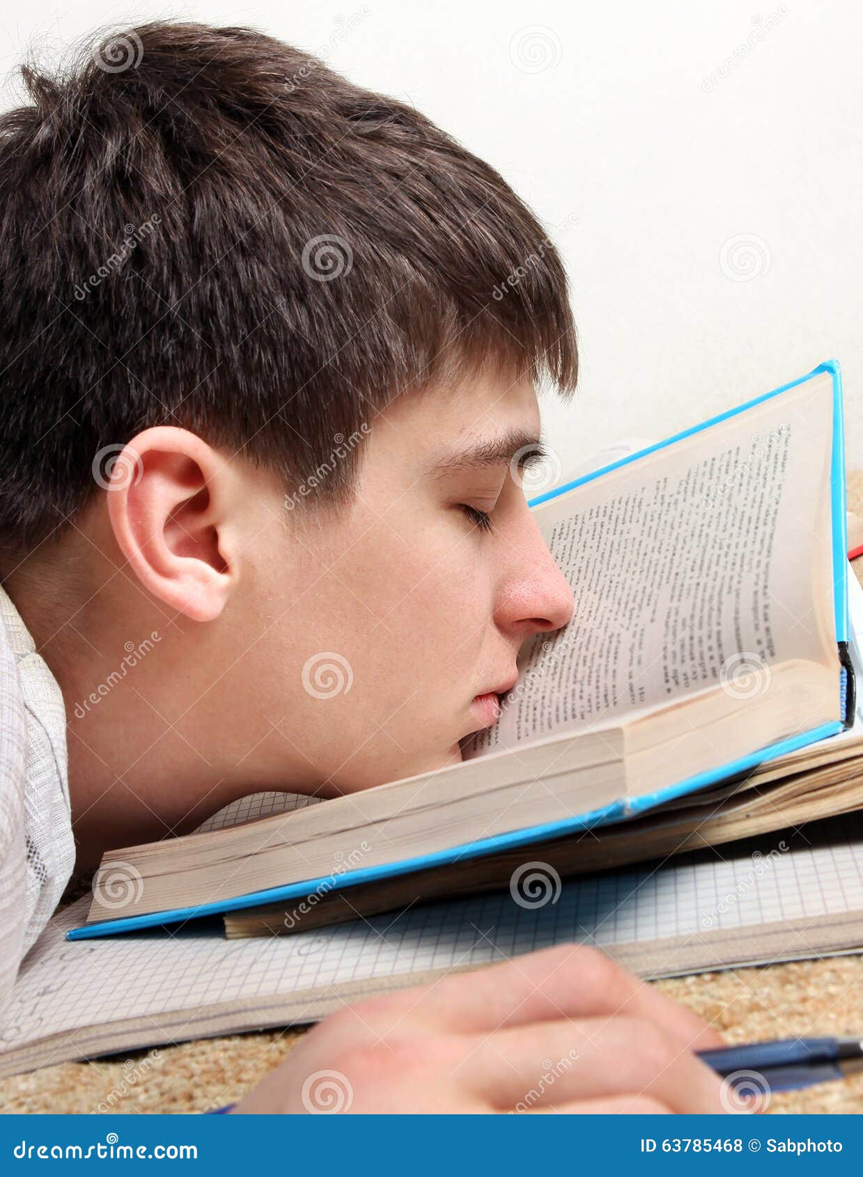 Tired Student sleeping stock photo. Image of fatigue - 63785468