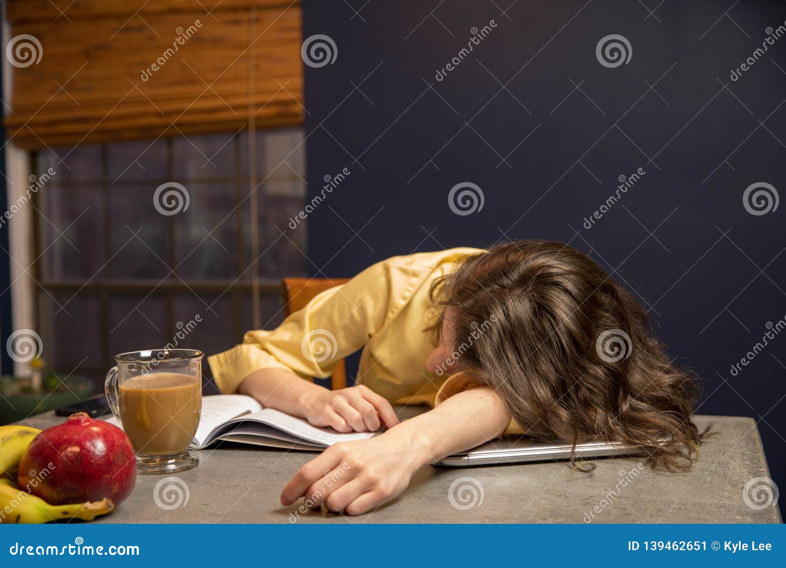 Tired Student in Her Kitchen Stock Image - Image of highschool ...