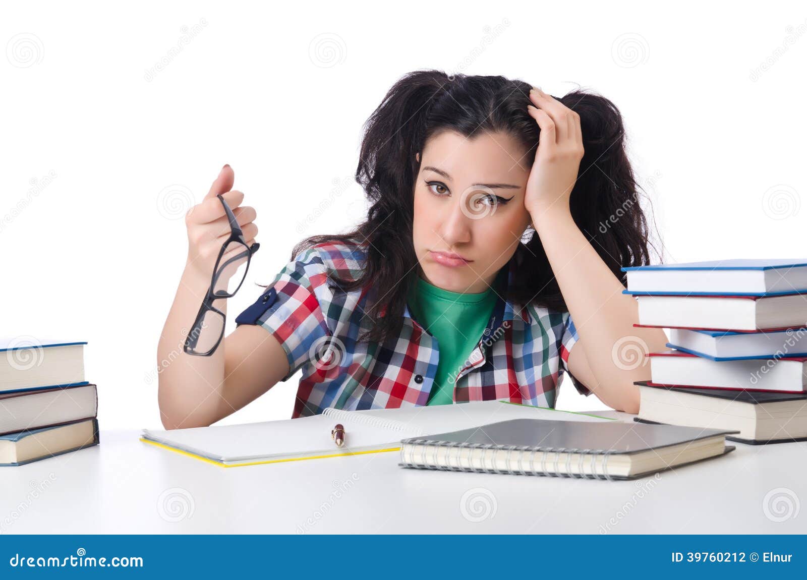 Tired Student with Textbooks Stock Photo - Image of book, caucasian ...