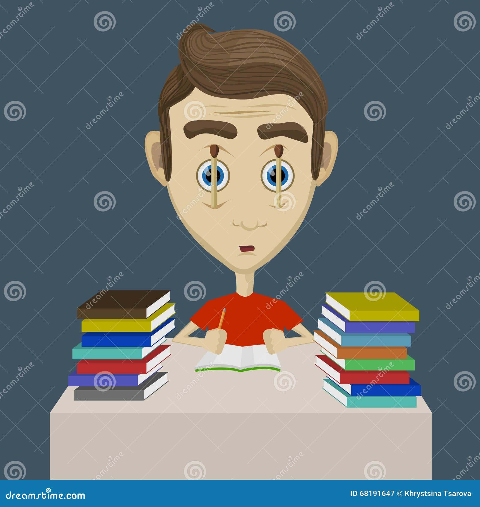 Tired student stock illustration. Illustration of open - 68191647