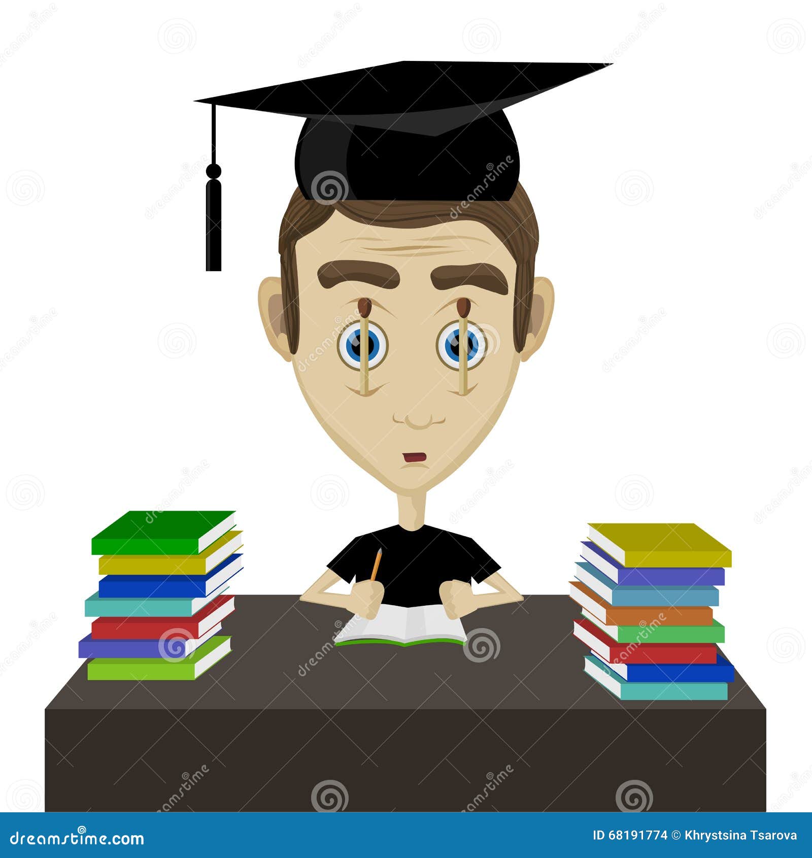 Tired student stock vector. Illustration of person, people - 68191774