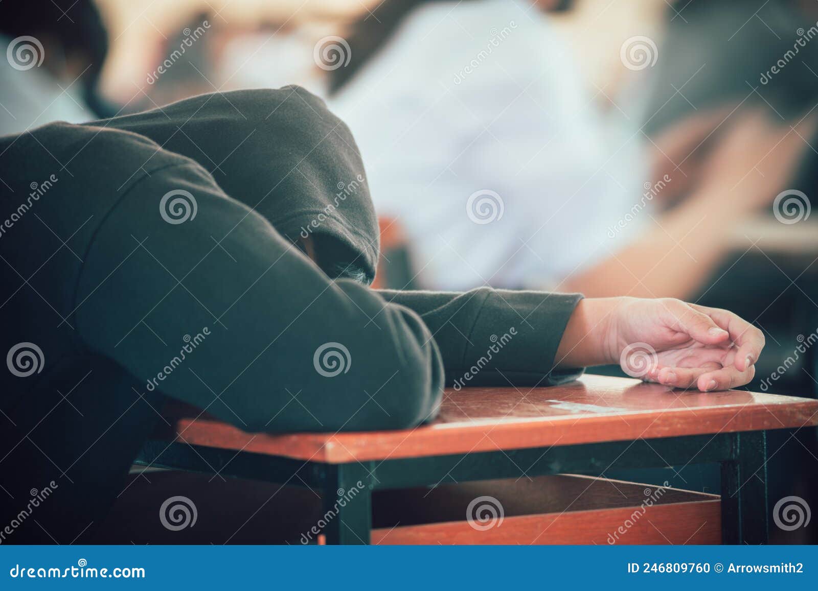 Tired Students Sleeping during Exam Test in Classroom Stock Photo ...