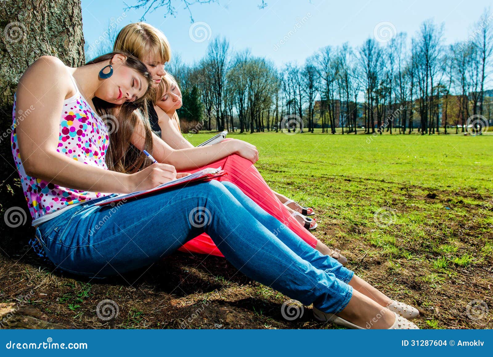 Tired Students Sleeping Outdoors Stock Photo - Image of person, concept ...