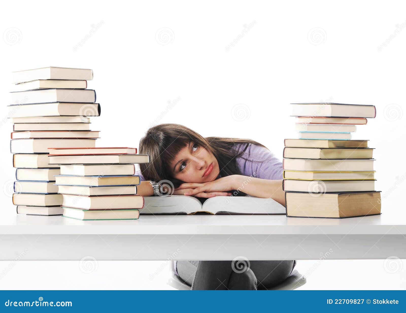 Tired of studies stock image. Image of desk, defeat, heap - 22709827