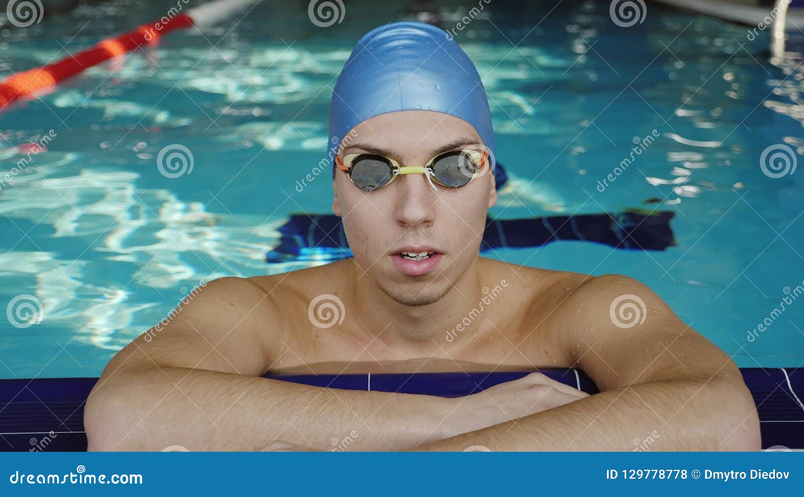 The Tired Swimmer Rests in the Pool Stock Footage - Video of male ...