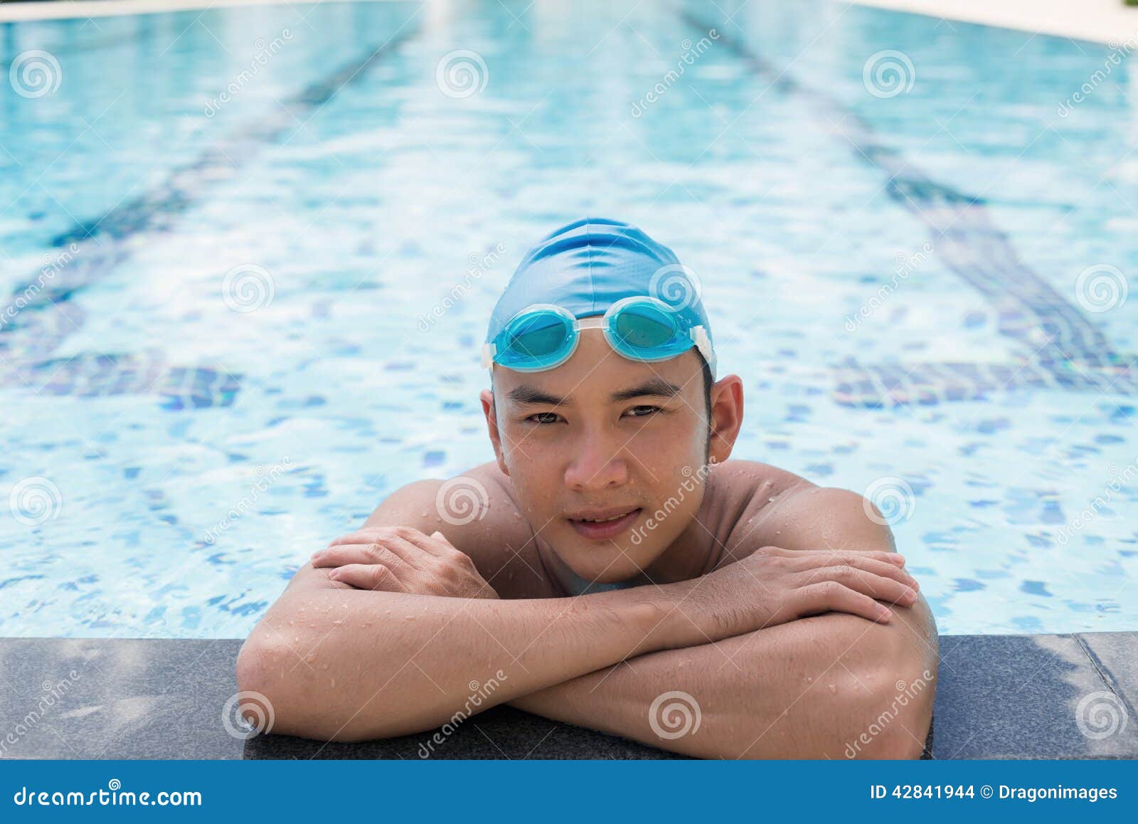 Tired swimmer stock photo. Image of rest, protective - 42841944