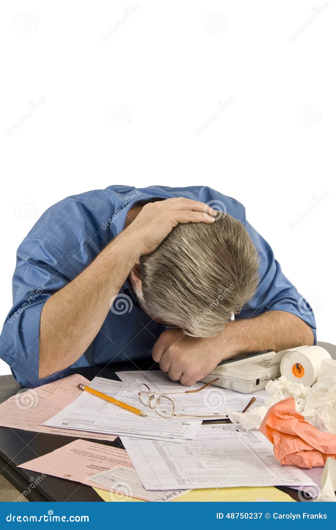 Tired of Taxes stock image. Image of adult, paperwork - 48750237