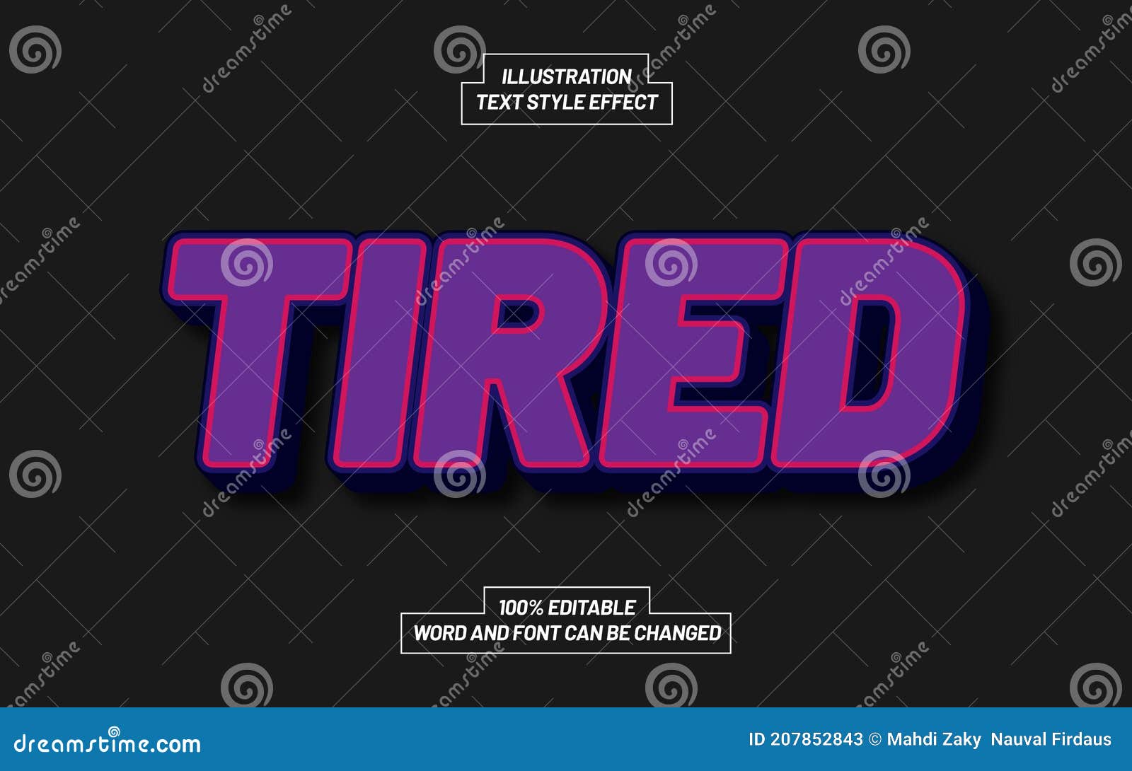 Tired Purple Text Style Effect Stock Vector - Illustration of editable ...