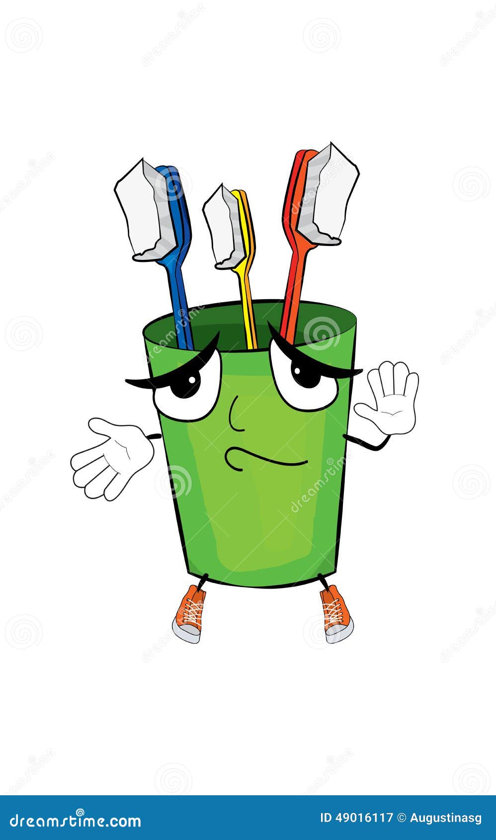 Tired Toothbrushes in a Cup Cartoon Stock Illustration - Illustration ...