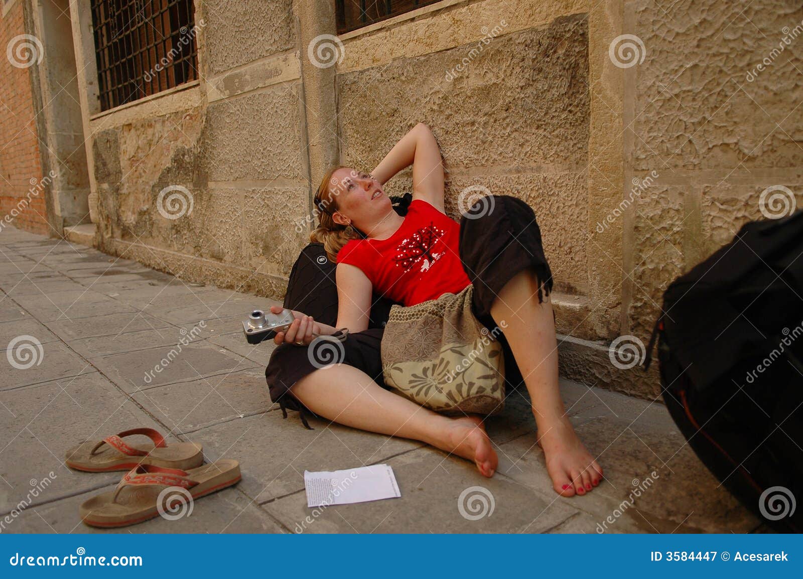Tired traveler stock image. Image of rest, backpacking - 3584447