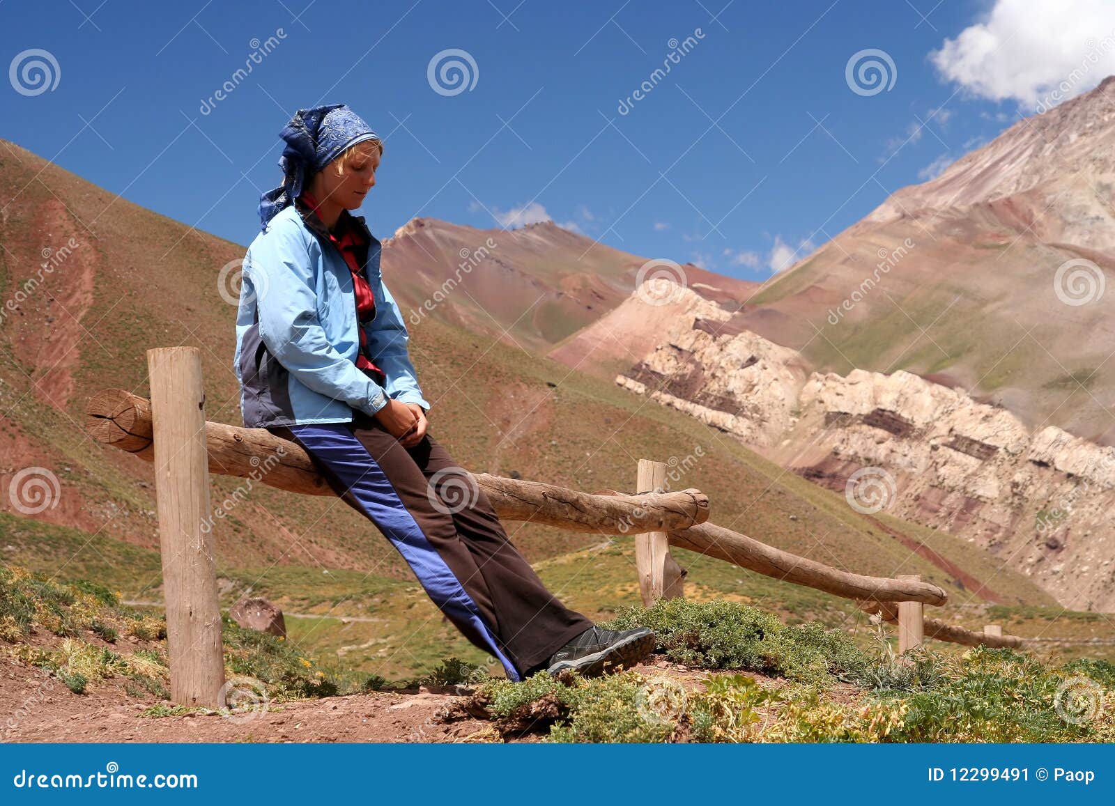 Tired trekker resting stock image. Image of hiking, active - 12299491