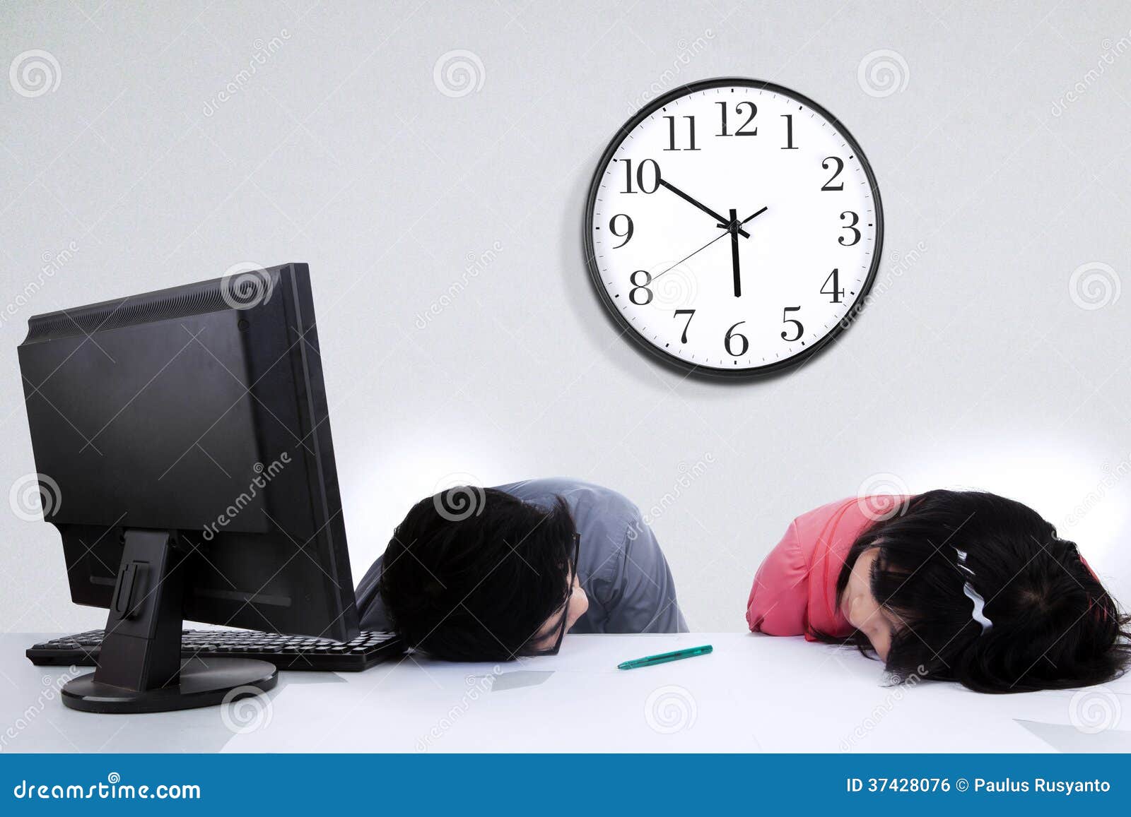 Tired two business people stock photo. Image of clock - 37428076