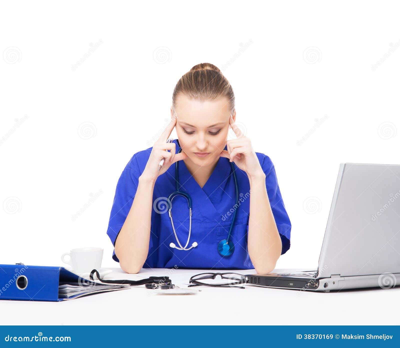 A Tired and Upset Doctor Working in the Office Stock Image - Image of ...