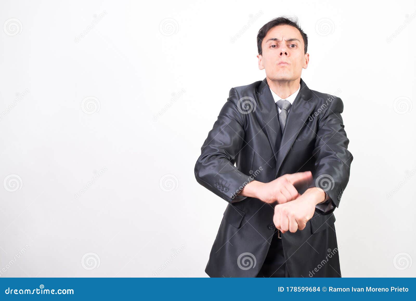 Tired of Waiting Man in Suit Stock Photo - Image of space, clock: 178599684