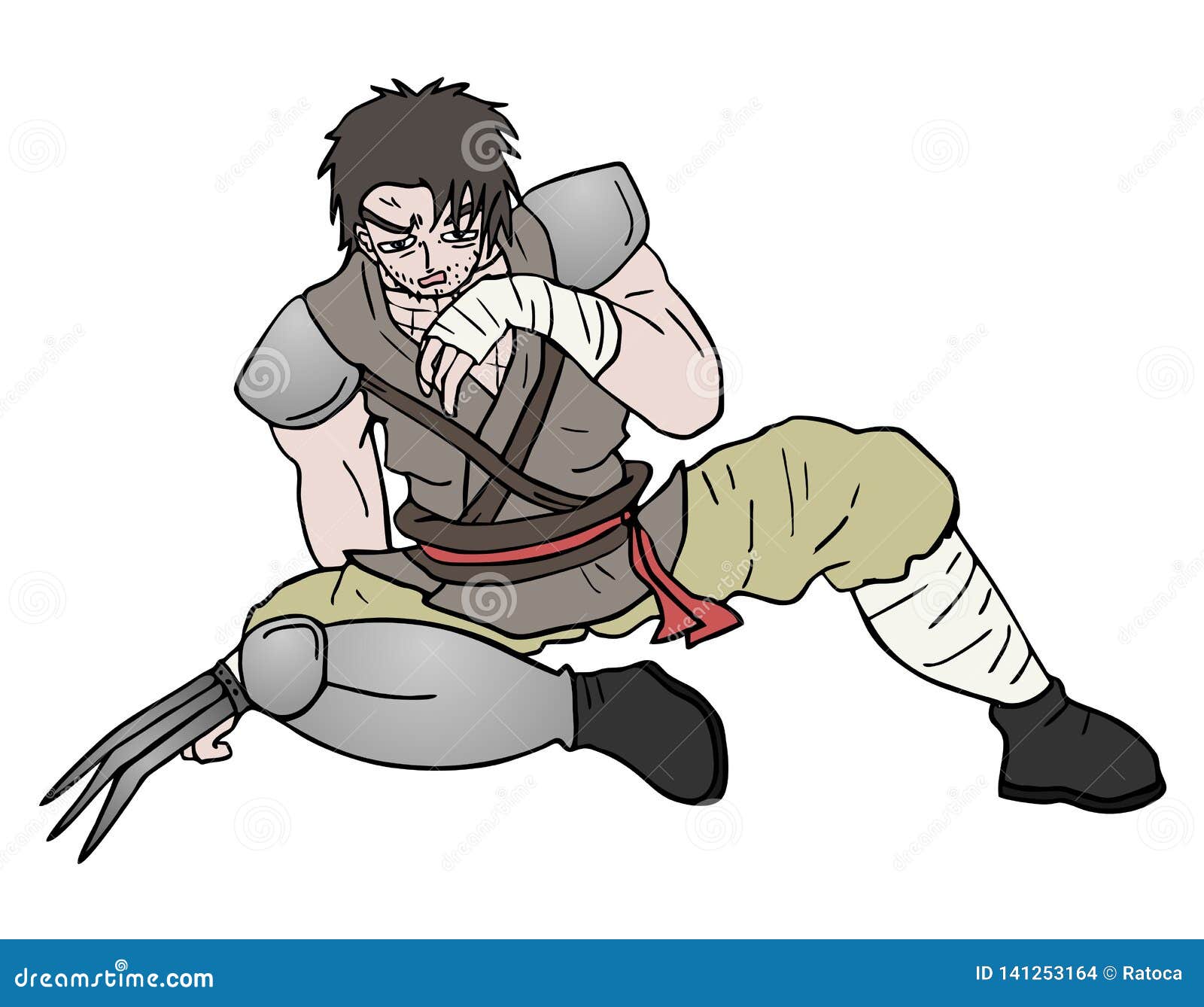 Tired warrior draw stock vector. Illustration of cartoon - 141253164