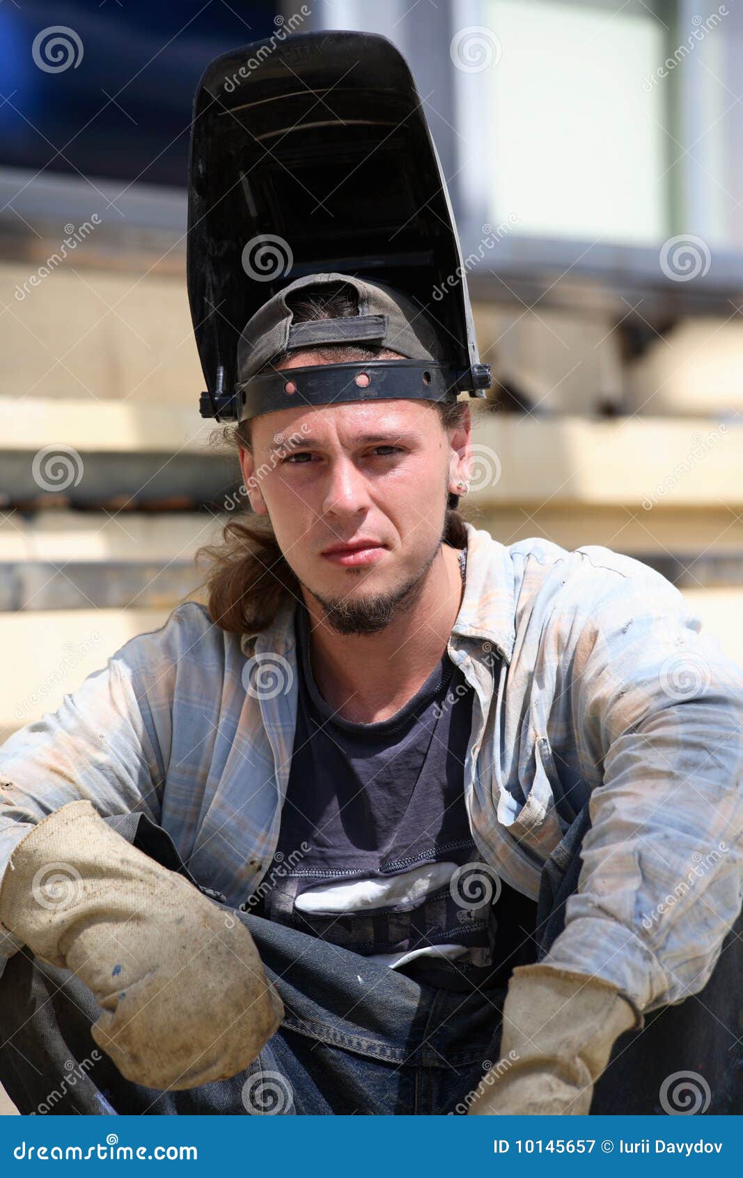 Tired welder stock image. Image of relax, friendly, portrait - 10145657