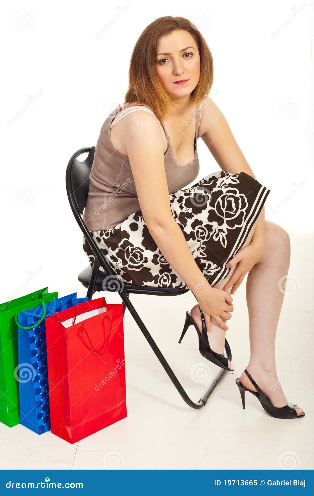 Tired Woman with Hurting Legs Stock Image - Image of grimace, look ...