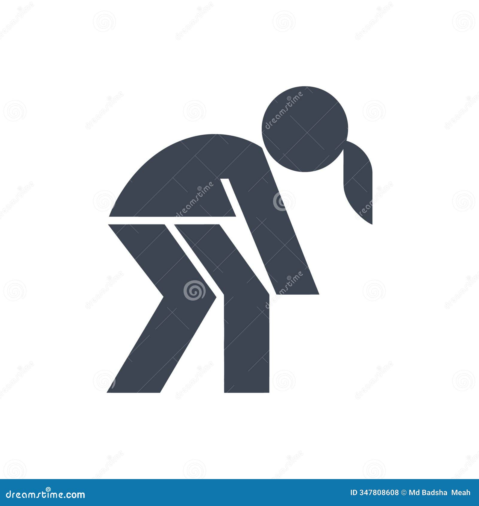 Tired Woman Icon stock illustration. Illustration of posture - 347808608