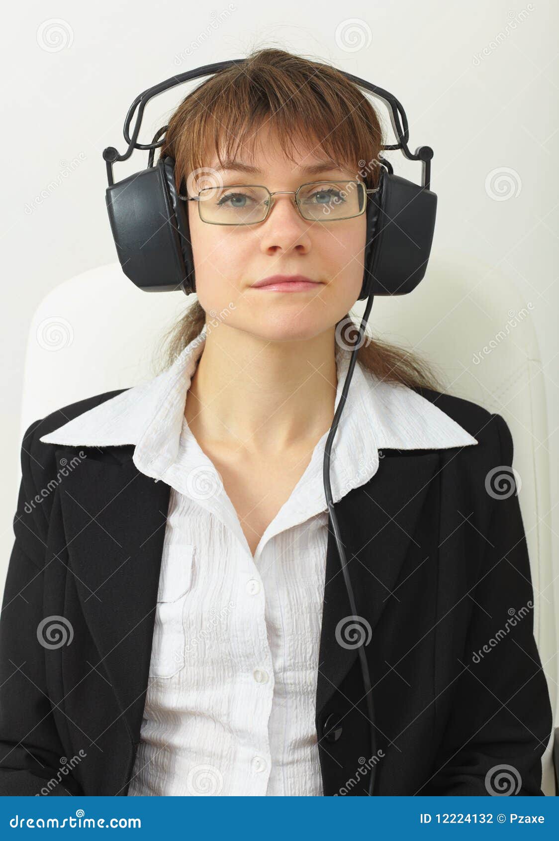Tired Woman with Professional Stereos Ear-pho Stock Photo - Image of ...
