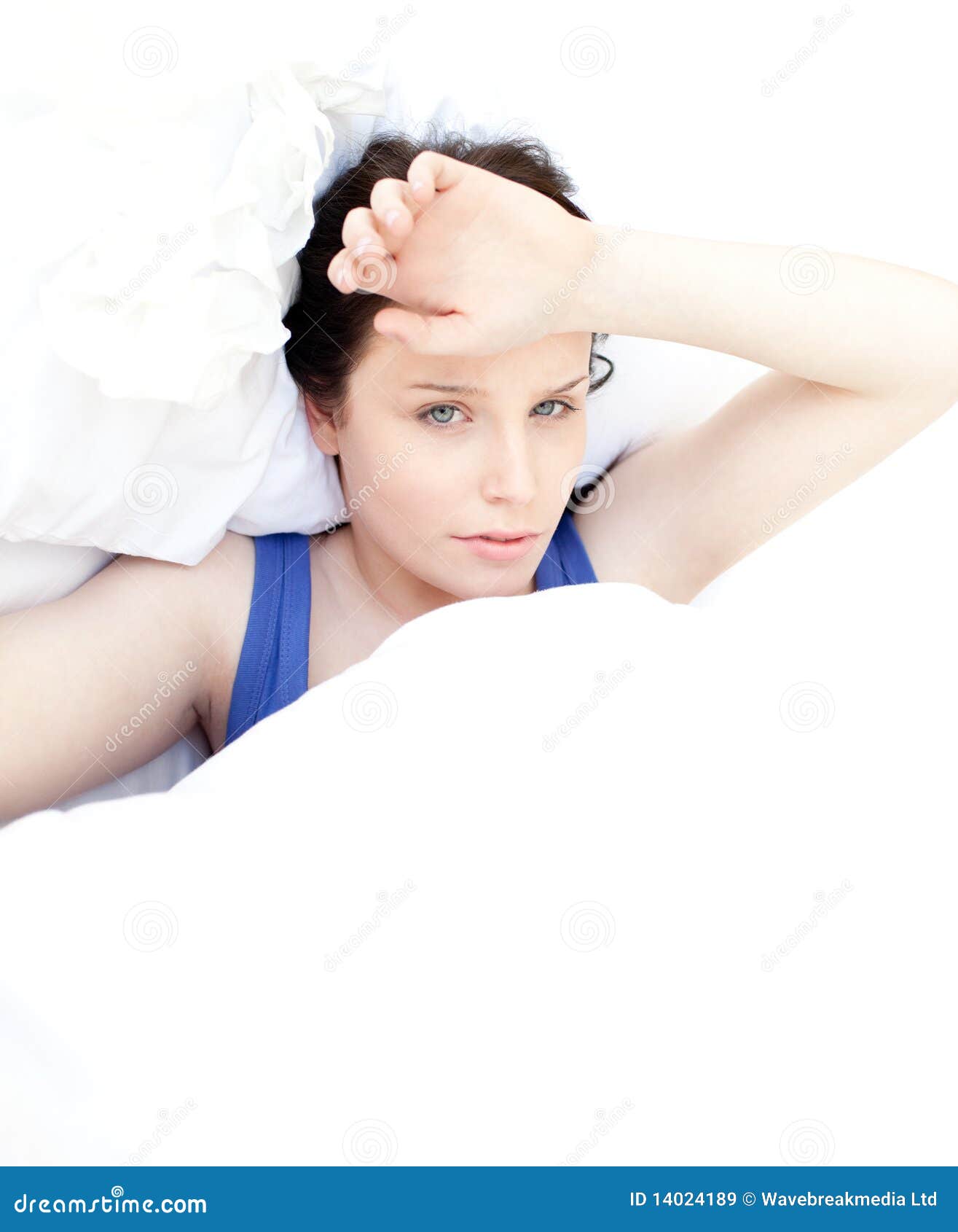 Tired Woman Relaxing in Her Bed Stock Image - Image of healthy, drug ...