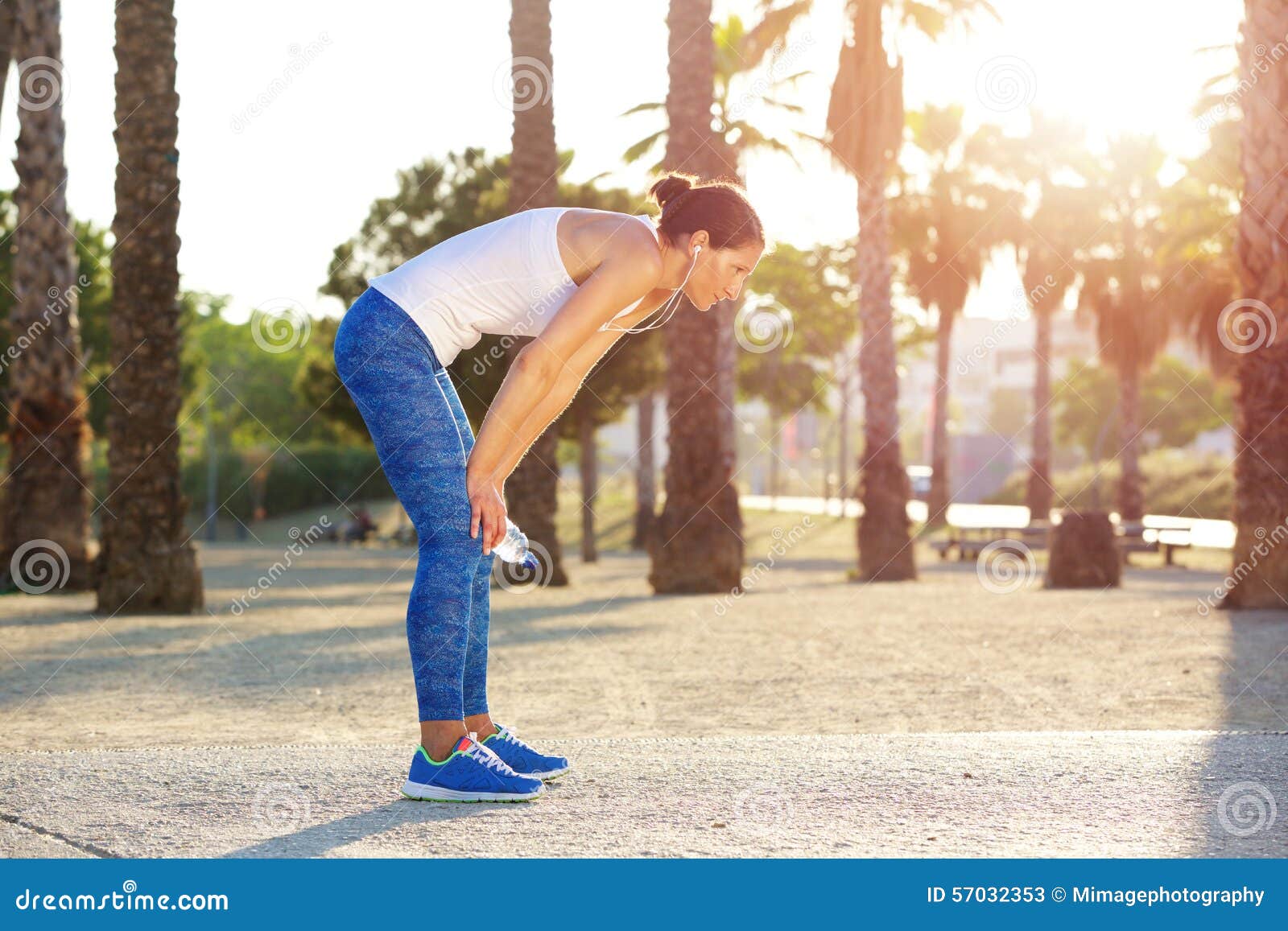 Tired Woman Resting after Workout Exercise Stock Image - Image of ...
