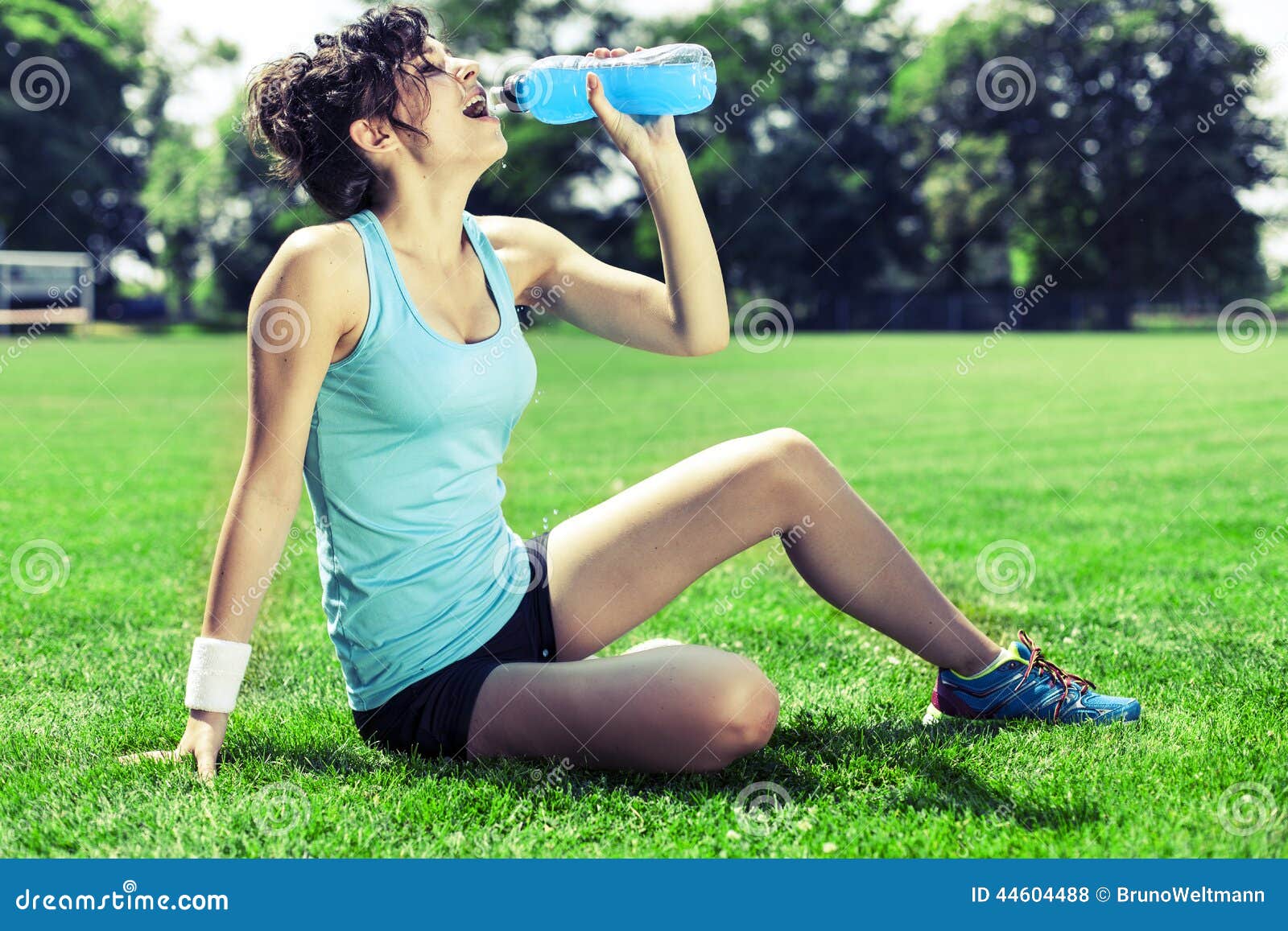 Tired Woman Runner Taking a Rest after Run Stock Photo - Image of ...
