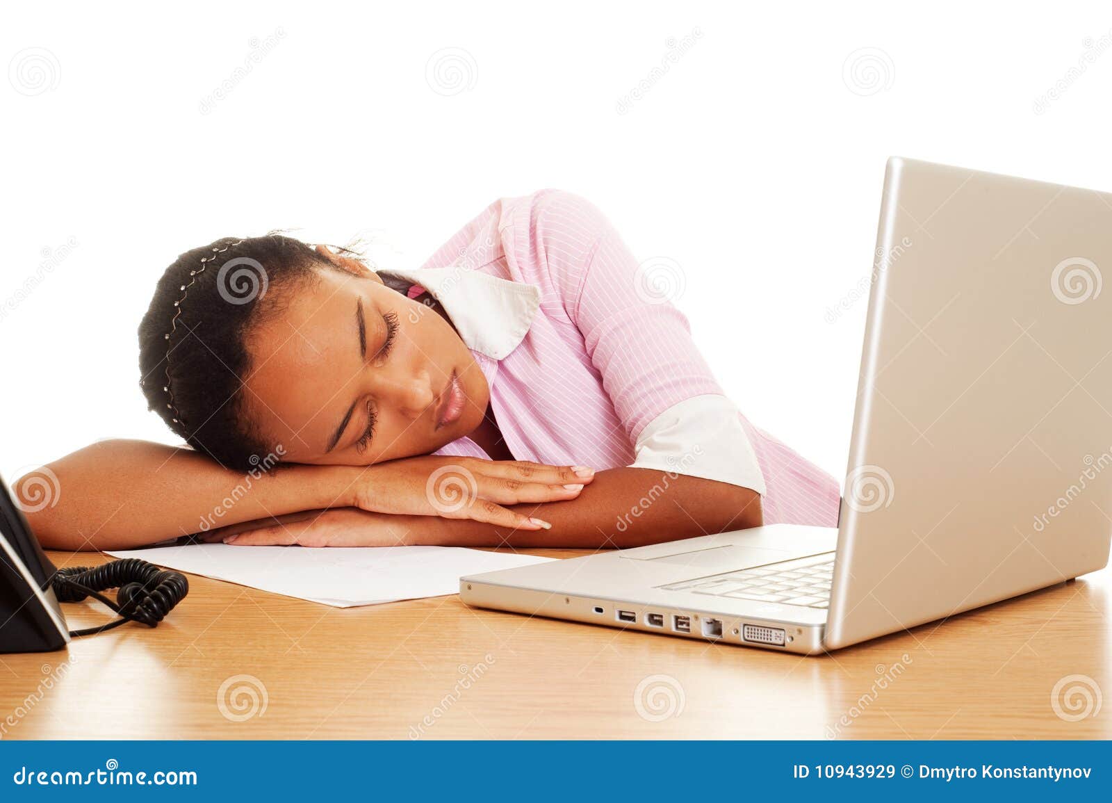 Tired Woman Sleeping at the Workplace Stock Image - Image of sleeping ...