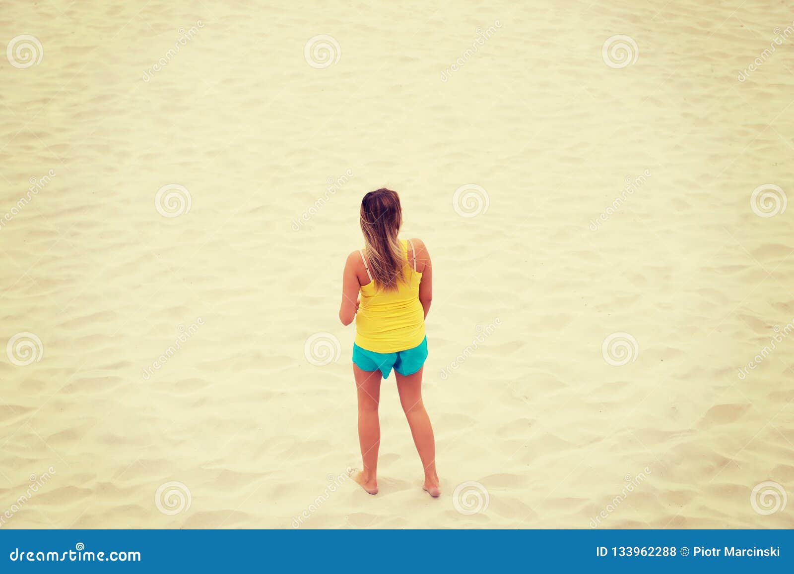 Tired Woman Standing on the Beach Stock Photo - Image of adult, leisure ...