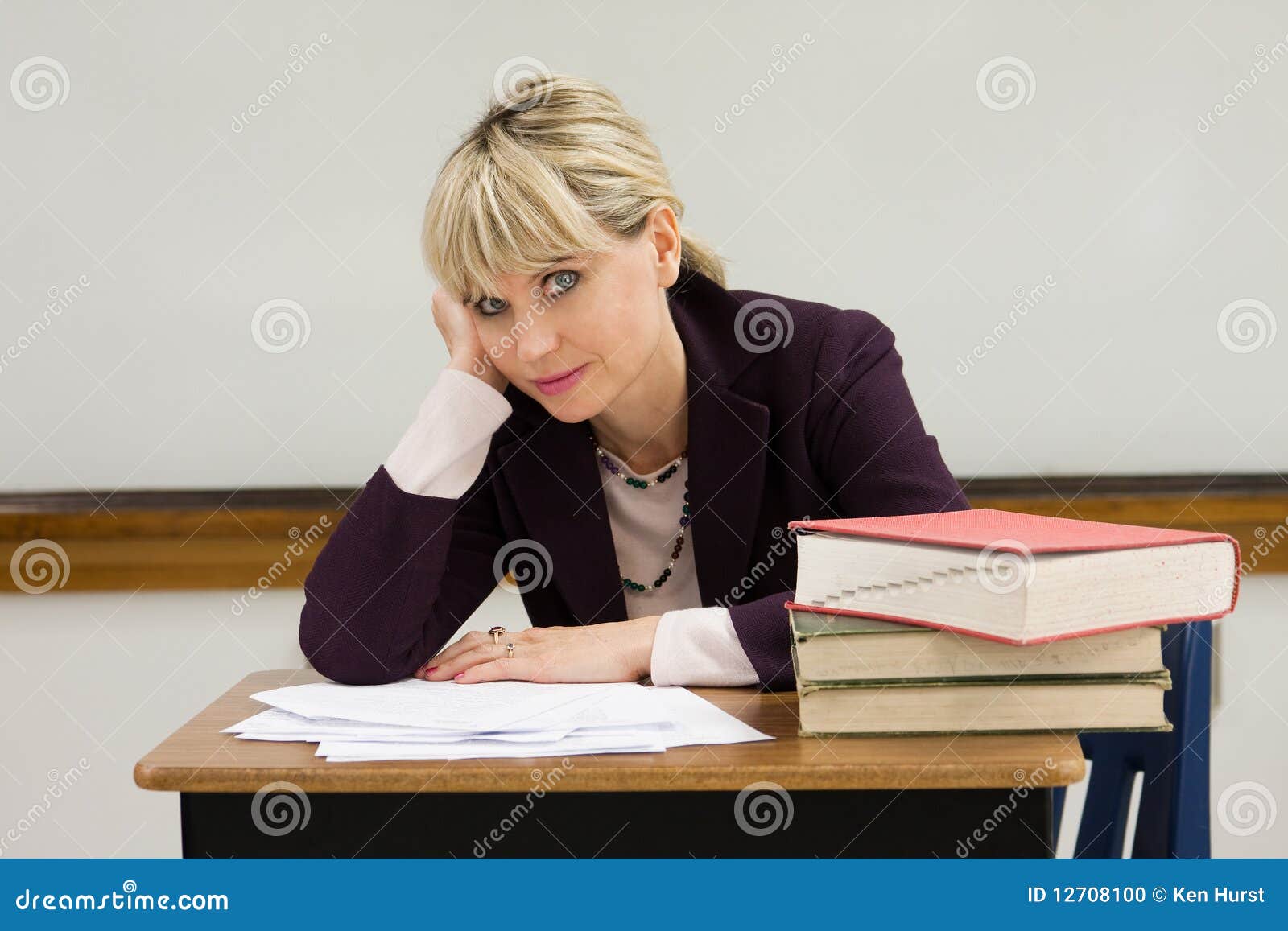 Tired Woman Teacher stock photo. Image of college, educating - 12708100