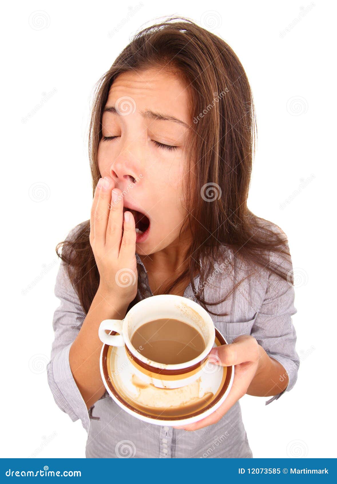 Tired woman yawning stock image. Image of drinking, humor - 12073585