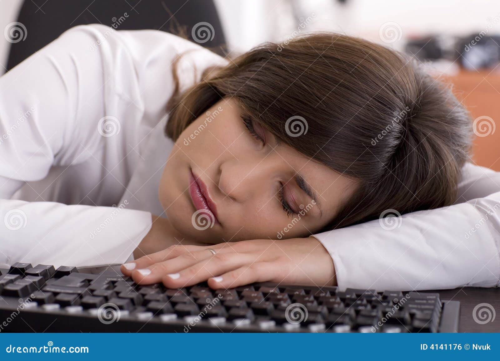 Tired at work stock photo. Image of female, posture, stressed - 4141176
