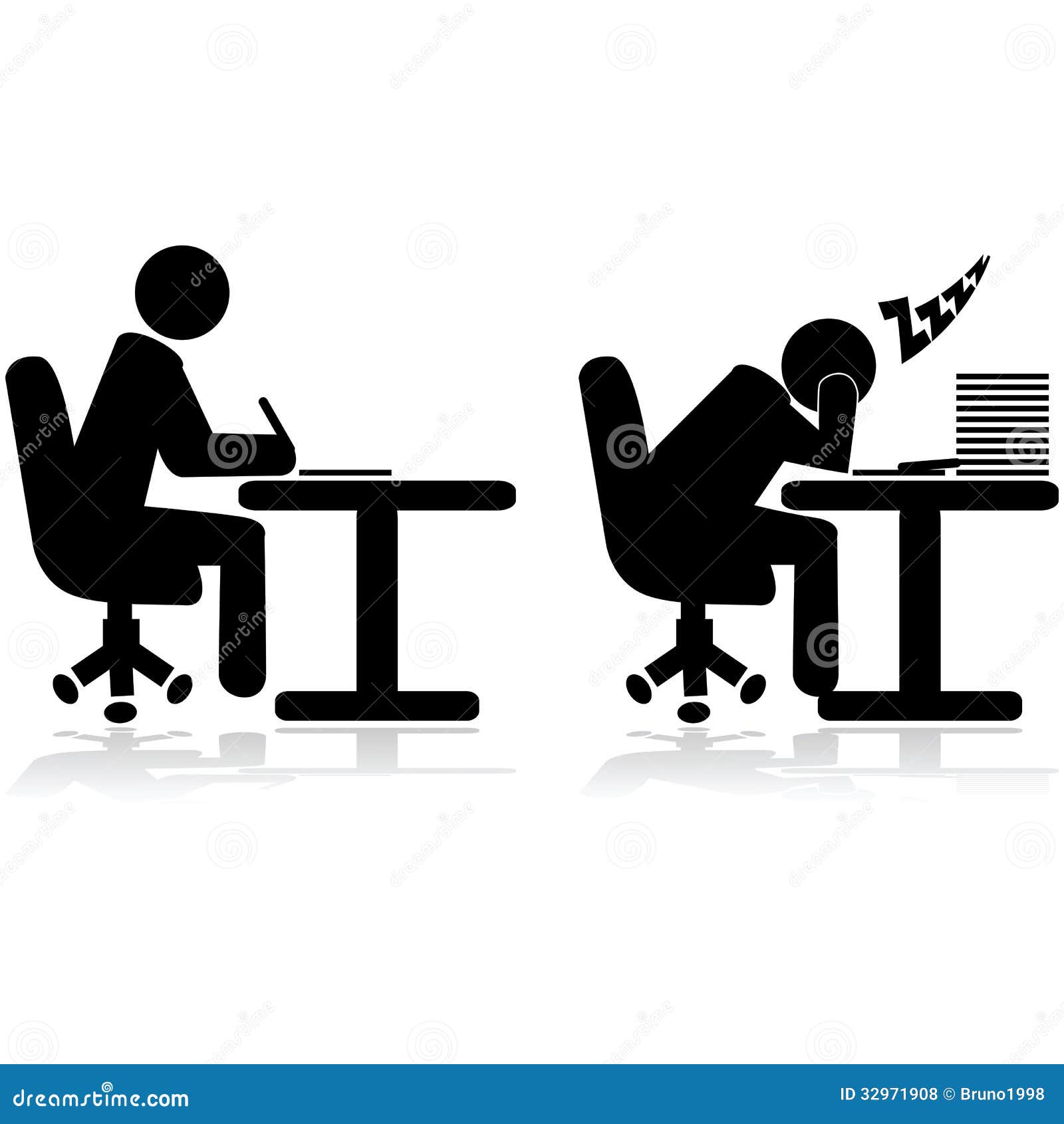 Tired worker stock vector. Illustration of bored, stick - 32971908